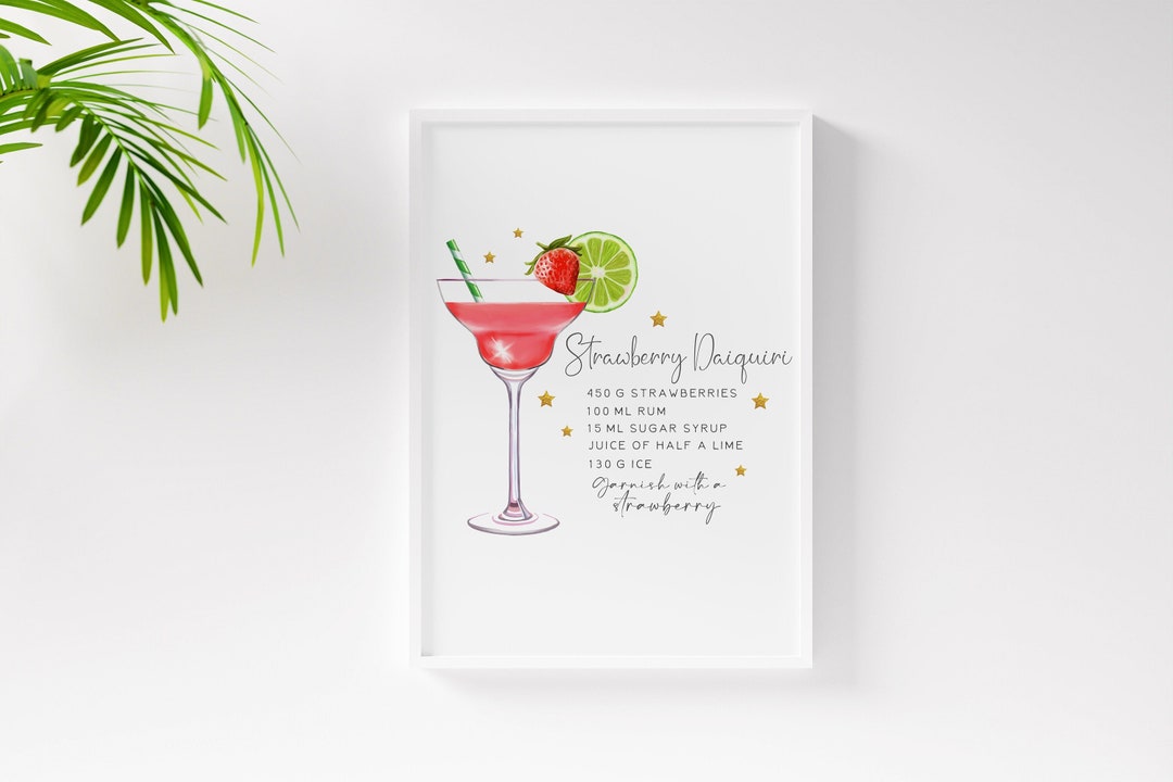 Strawberry Daiquiri Print, Cocktail, Cocktails, Drinks, Alcohol, Wall ...
