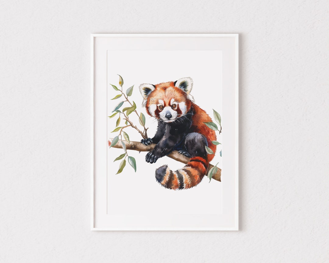 Cute Red Panda Print, Animal, Home, Cottagecore, Bedroom, Decor, Wall ...