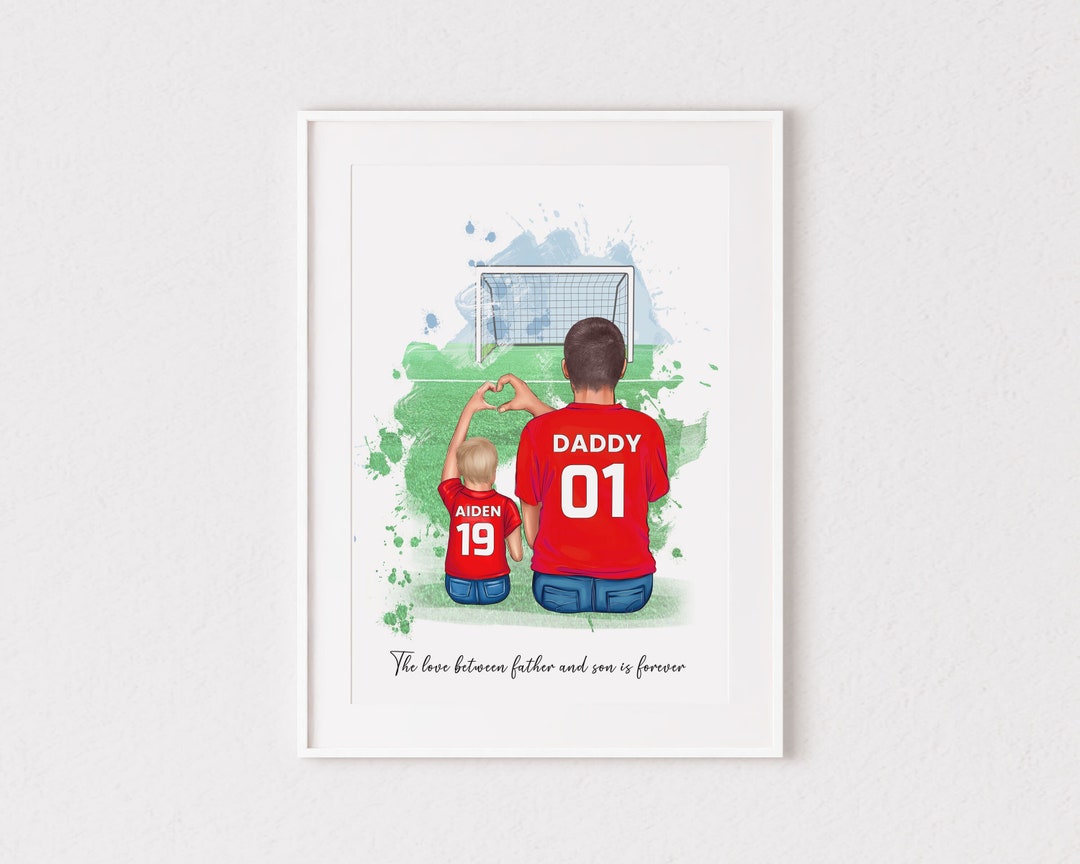A4 Personalised Daddy and Son Football Shirt Print, Father, Dad, Son ...