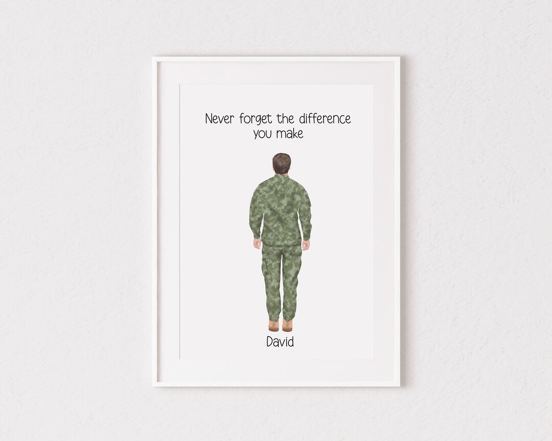 Personalised Male Soldier Print, Army, Soldier, Gift, Hero, Customised ...
