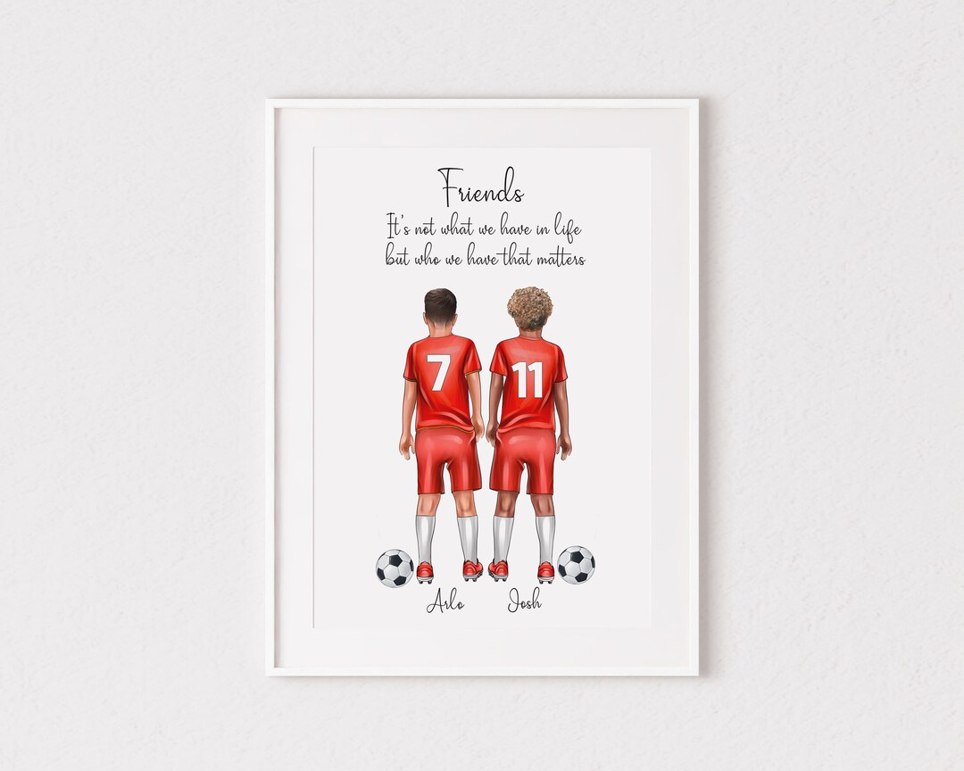 Personalised Football Best Friends Print, Football Team, Gift, Friends ...