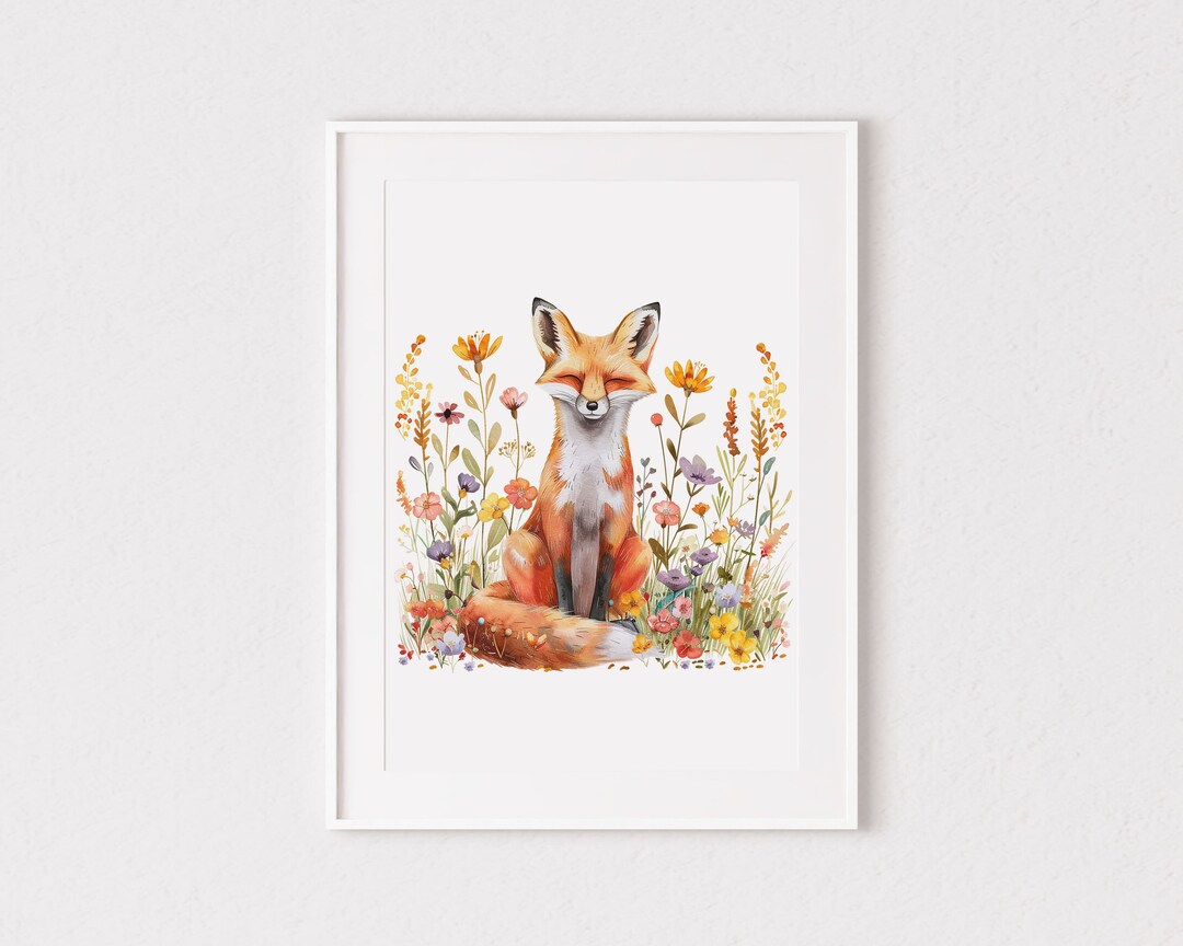 Cute Fox Print, Animal, Home, Cottagecore, Bedroom, Decor, Wall Art ...
