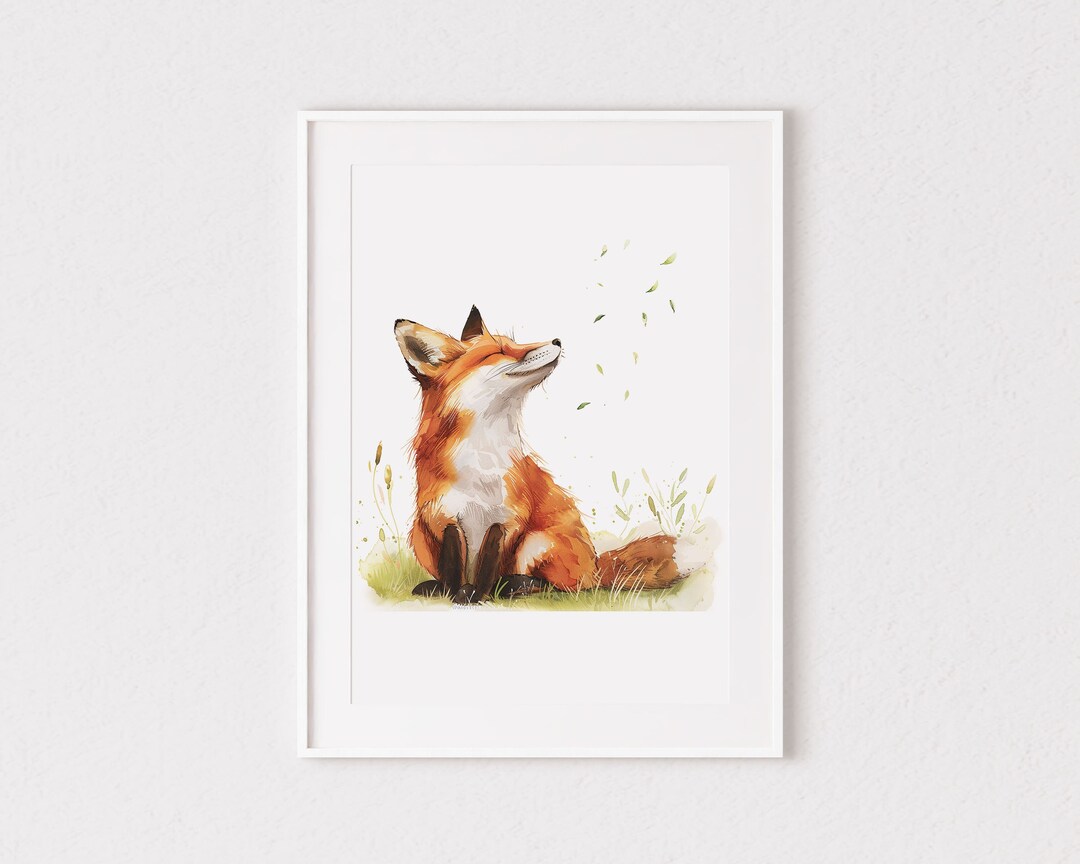 Cute Fox Print, Animal, Home, Cottagecore, Bedroom, Decor, Wall Art ...