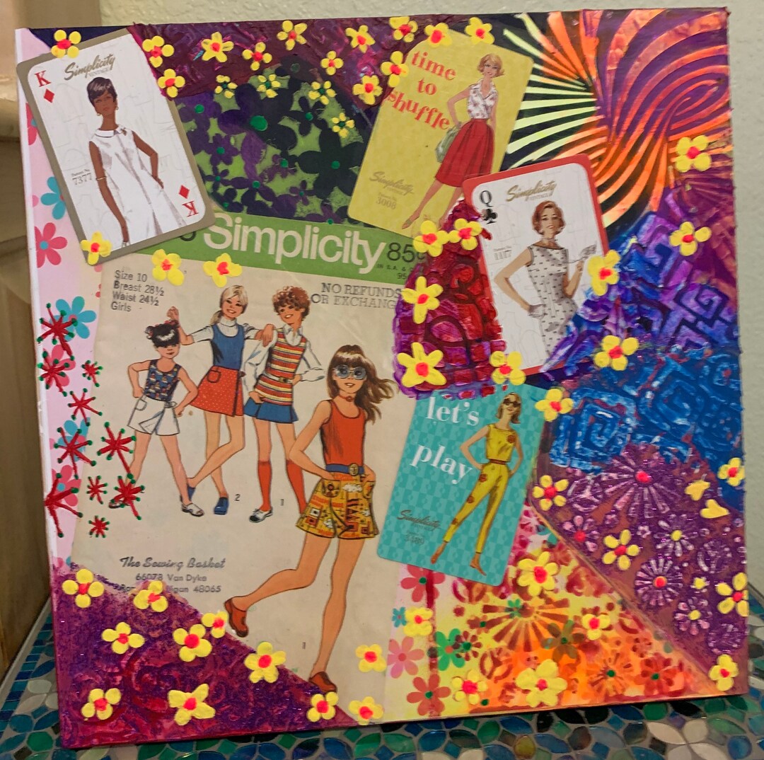 Patrón de simplicidad Chicas 2 Arte de técnica mixta Hecho a - Etsy España