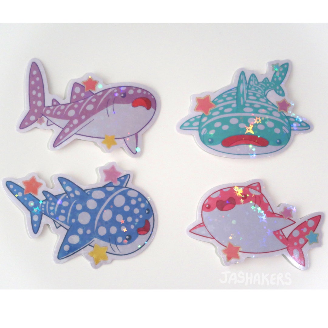 Sparkling Shiny Whale Shark and Stars Stickers - Etsy