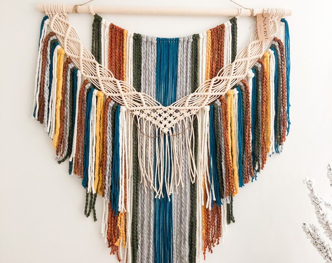 Large Macrame Wall Hanging, Woven Art, Full Color Macrame, Fiber Art ...
