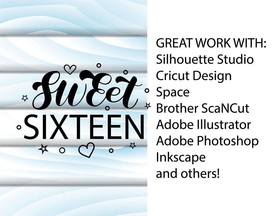 Sweet Sixteen SVG File for Cricut. Sweet 16 lettering svg. | Etsy