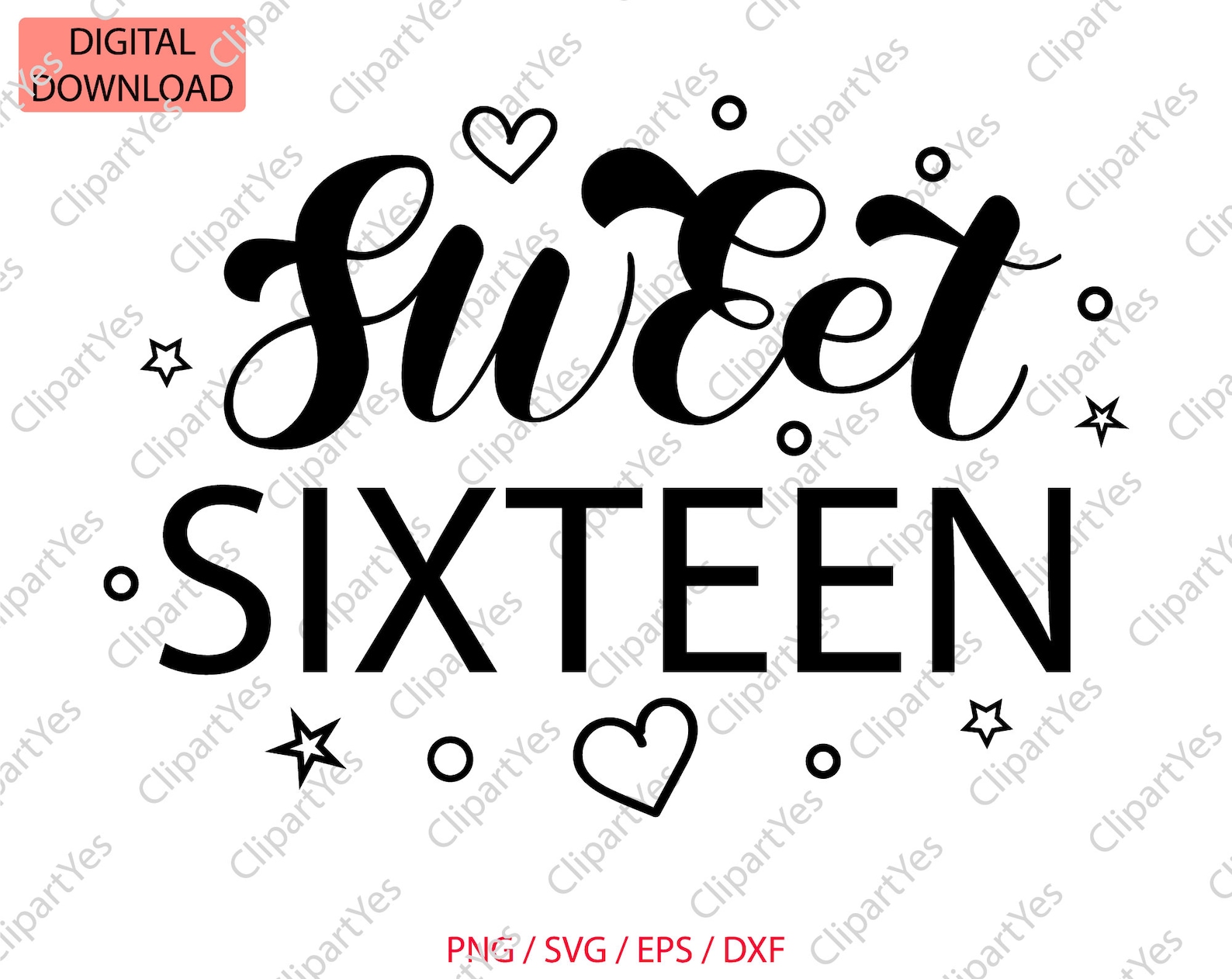 Sweet Sixteen SVG File for Cricut. Sweet 16 lettering svg. | Etsy