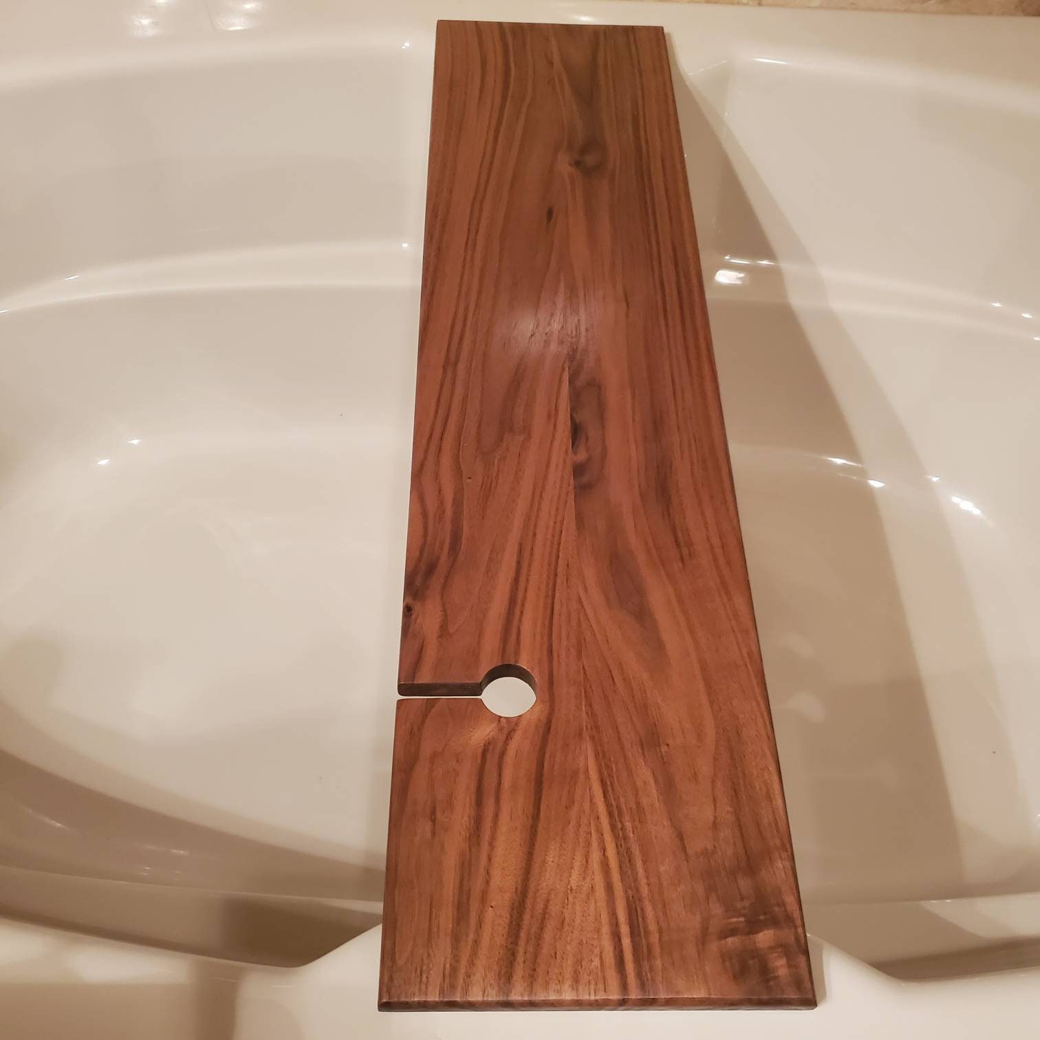 Handmade Walnut Bath Caddy | Luxury Bath Decor | Wine & Tablet Holder ...
