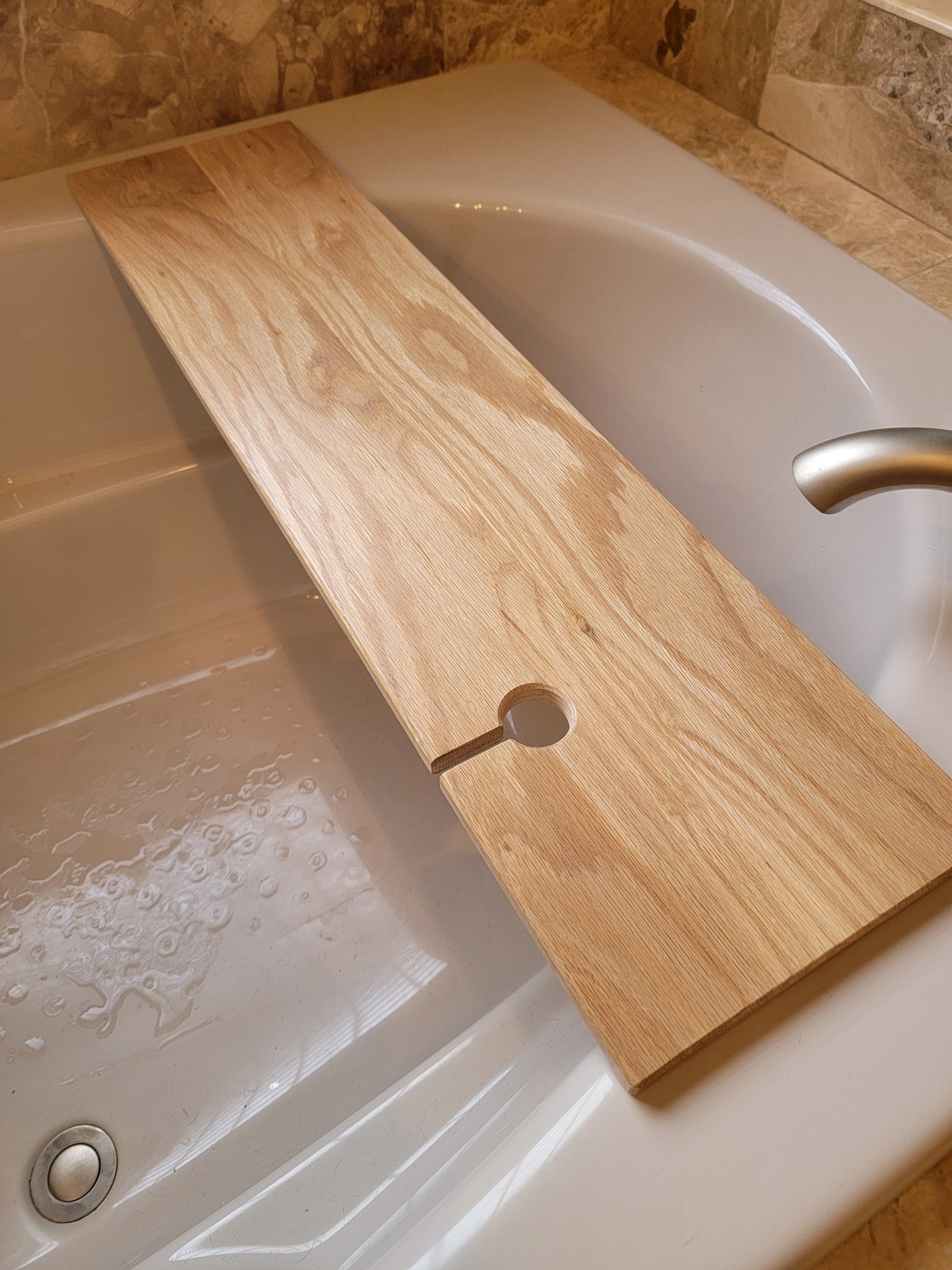 Handmade White Oak Bath Caddy | Luxury Bath Decor | Wine & Tablet ...