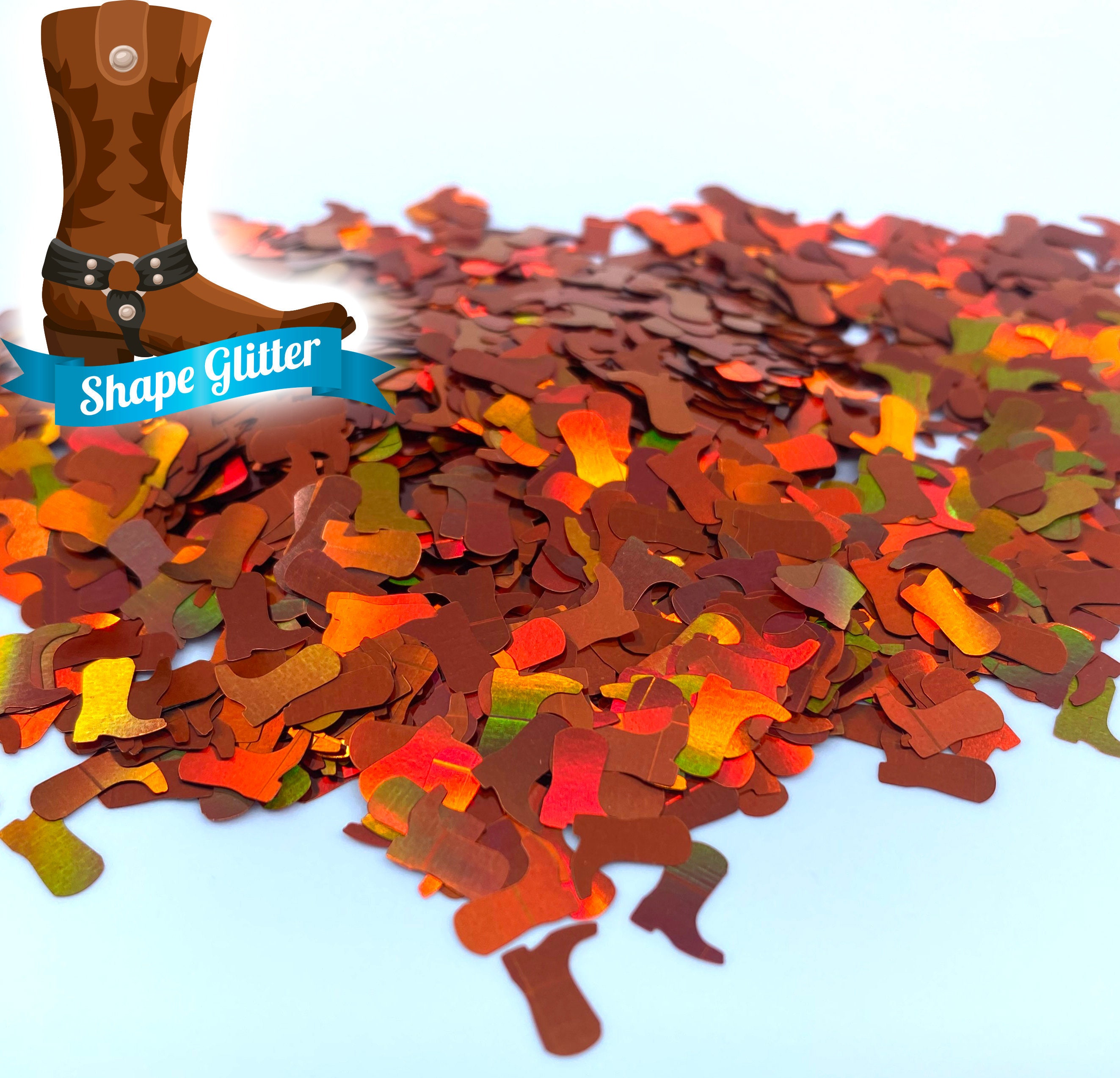 Cowboy Boots Shape Glitter Solvent Resistant Cowgirl Brown | Etsy