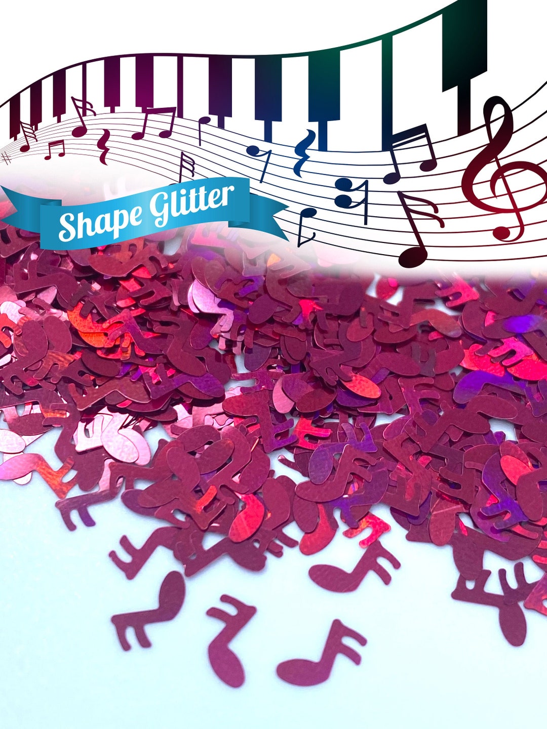 Pink Music Note Shape Glitter, Solvent Resistant, Music Note Solvent ...