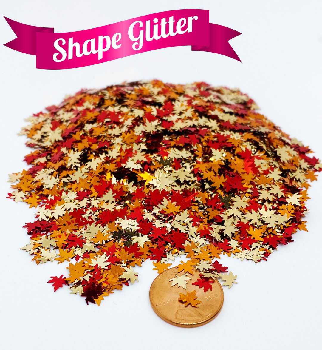 Fall Leaves Shaped Glitter, Solvent Resistant Autumn Leaves Chunky ...