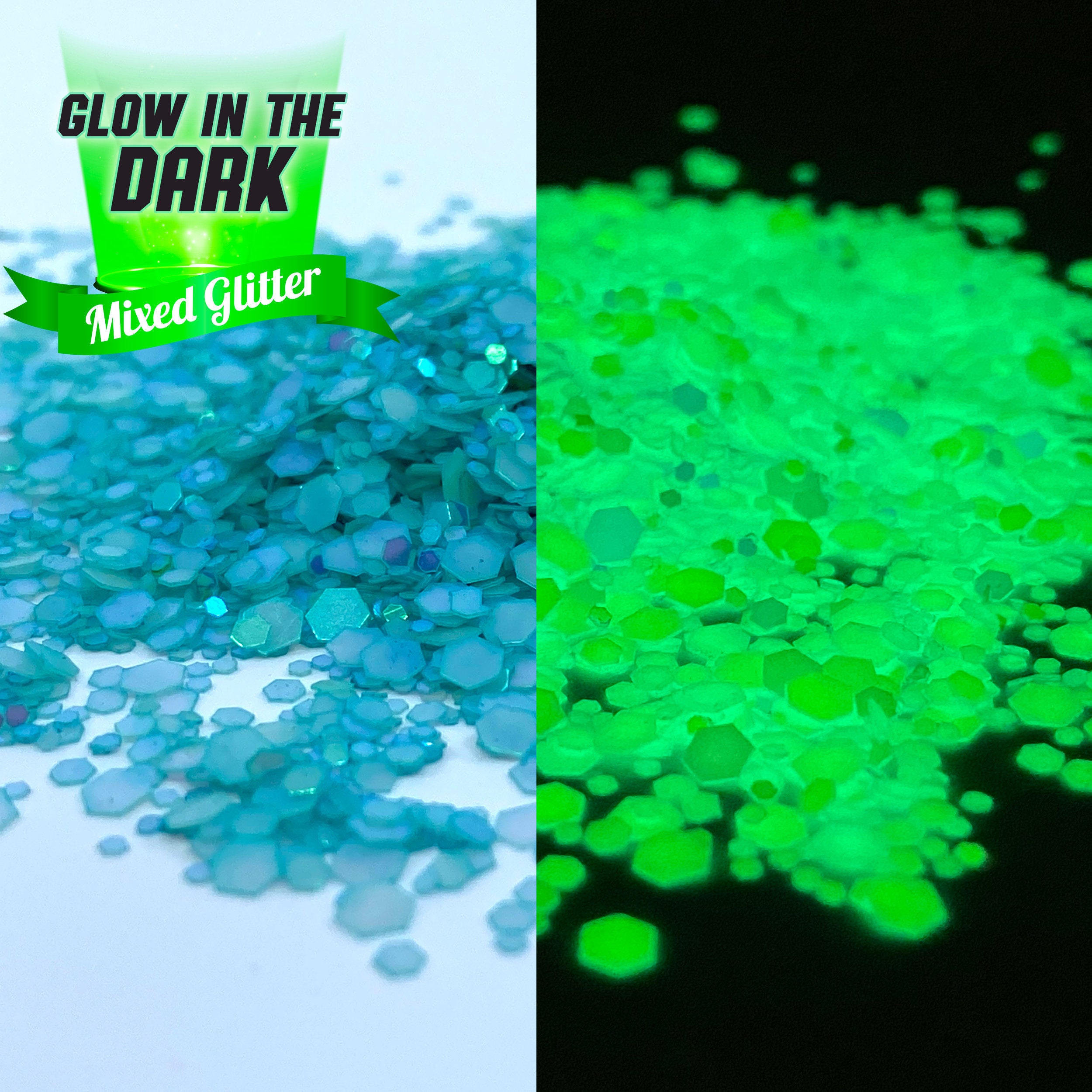Glow in the Dark Turquoise Mixed Glitter Solvent Resistant - Etsy