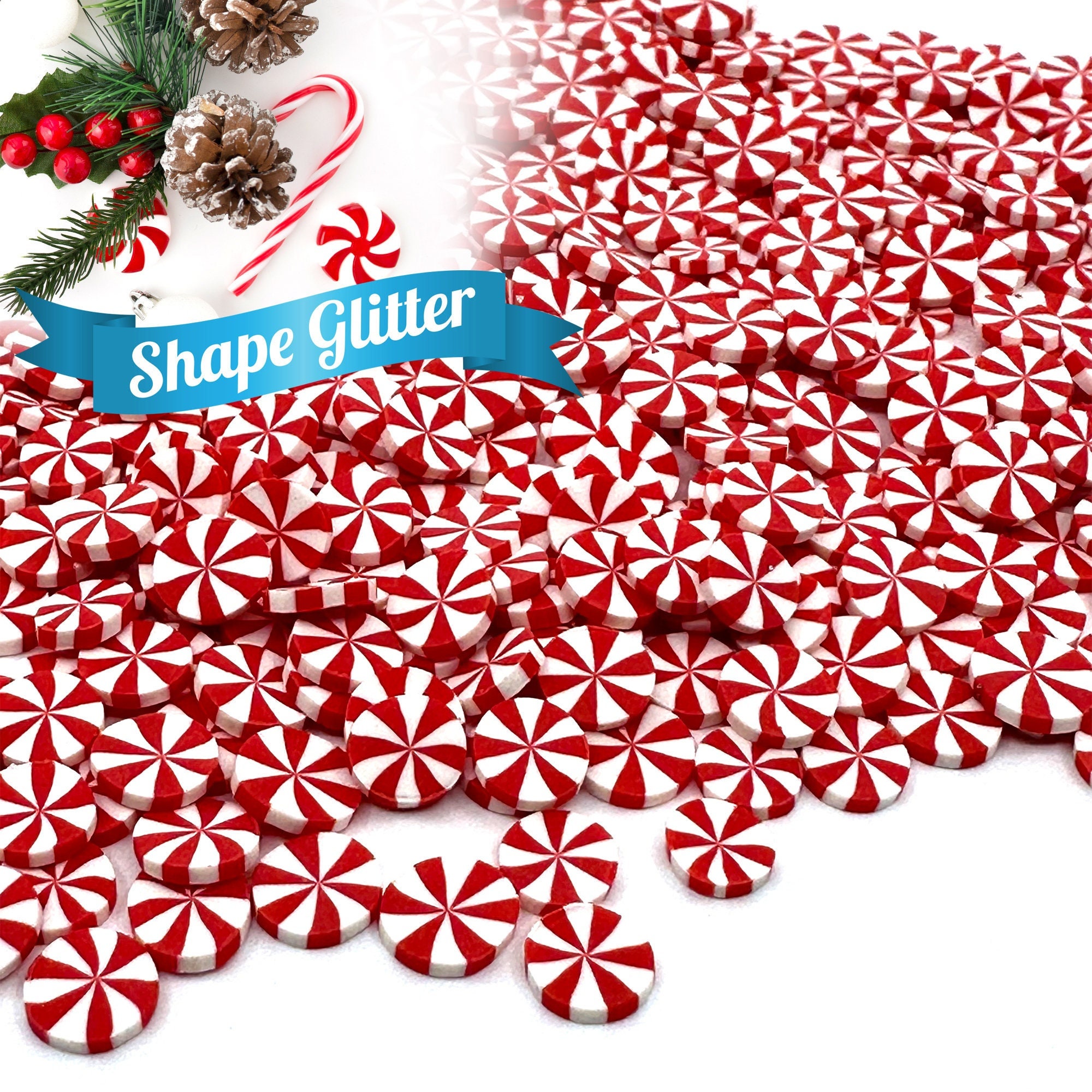 Peppermint Shape Glitter Christmas Candy Cane Peppermint - Etsy
