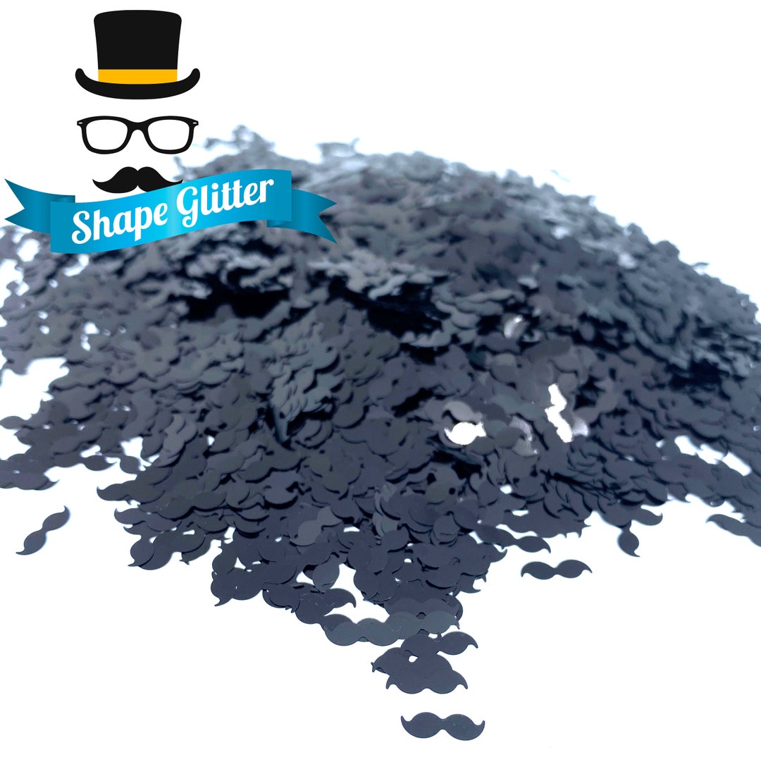 Matte Black Mustache Shape Glitter, Black Stache Glitter Solvent ...