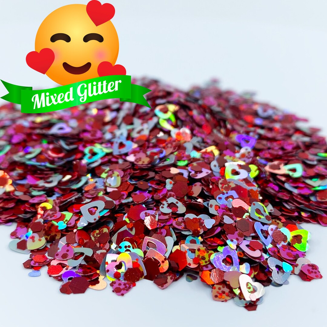 Crazy in Love Heart Shaped Mixed Glitter, Solvent Resistant Valentines ...