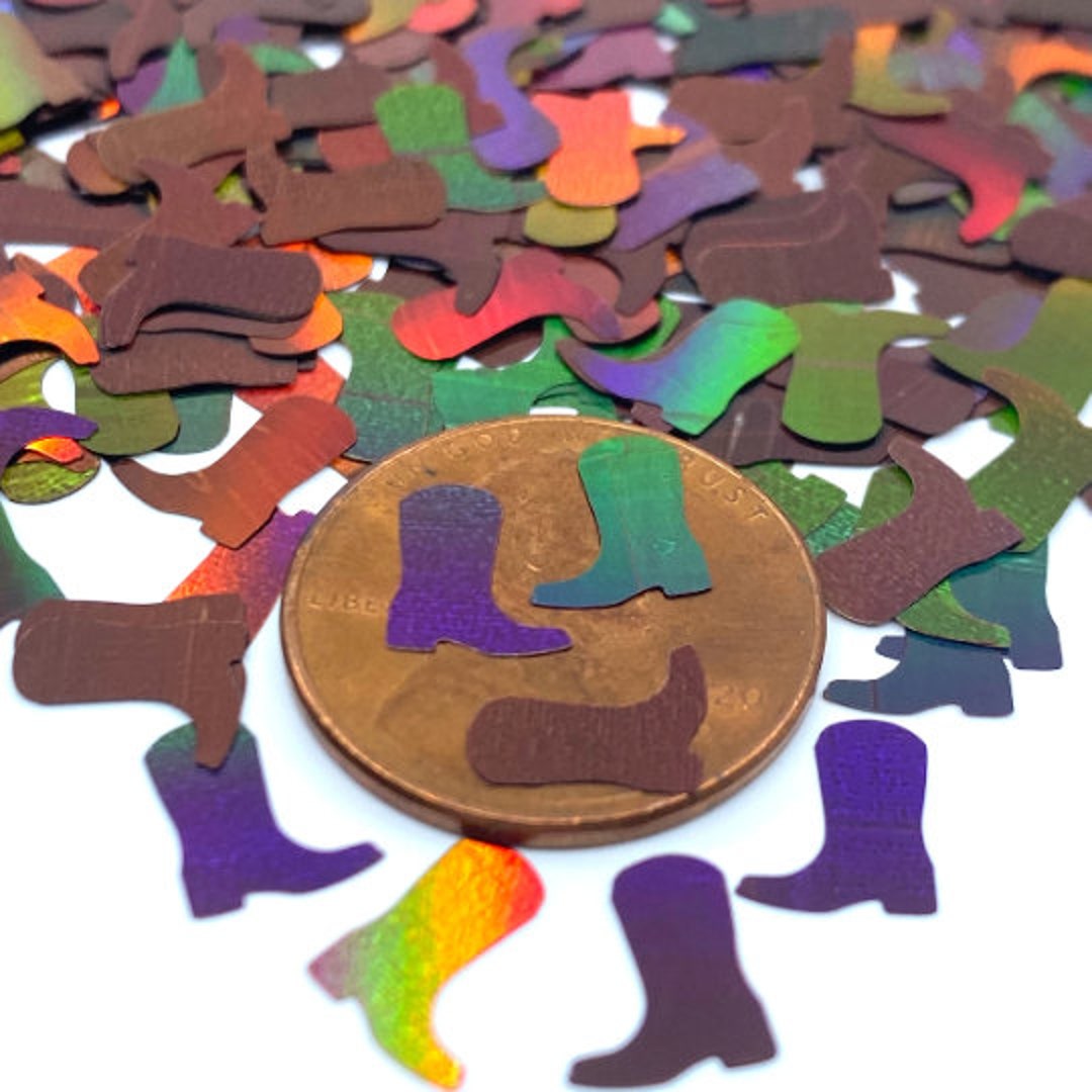 Cowboy Boots Shape Glitter, Solvent Resistant Cowgirl Brown Shape ...