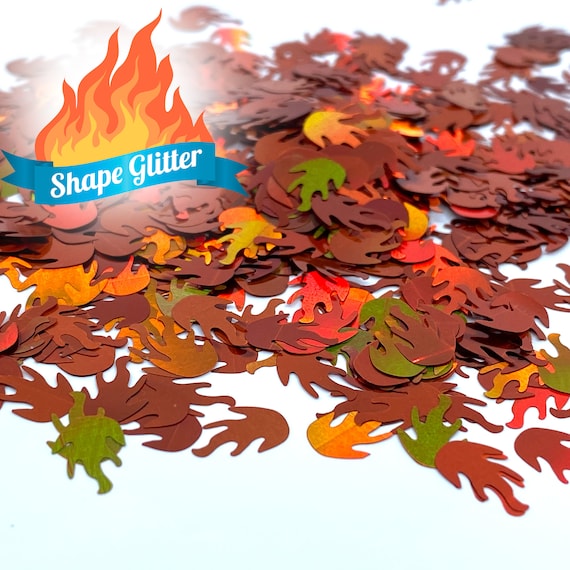 Orange Shiny Fire Flame Shape Glitter Firefighter Flame Fire | Etsy