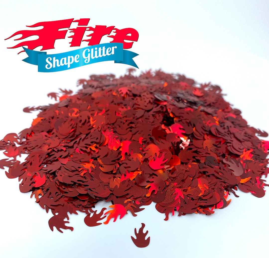 Red Shiny Fire Flame Shape Glitter, Firefighter Flame Fire Solvent ...