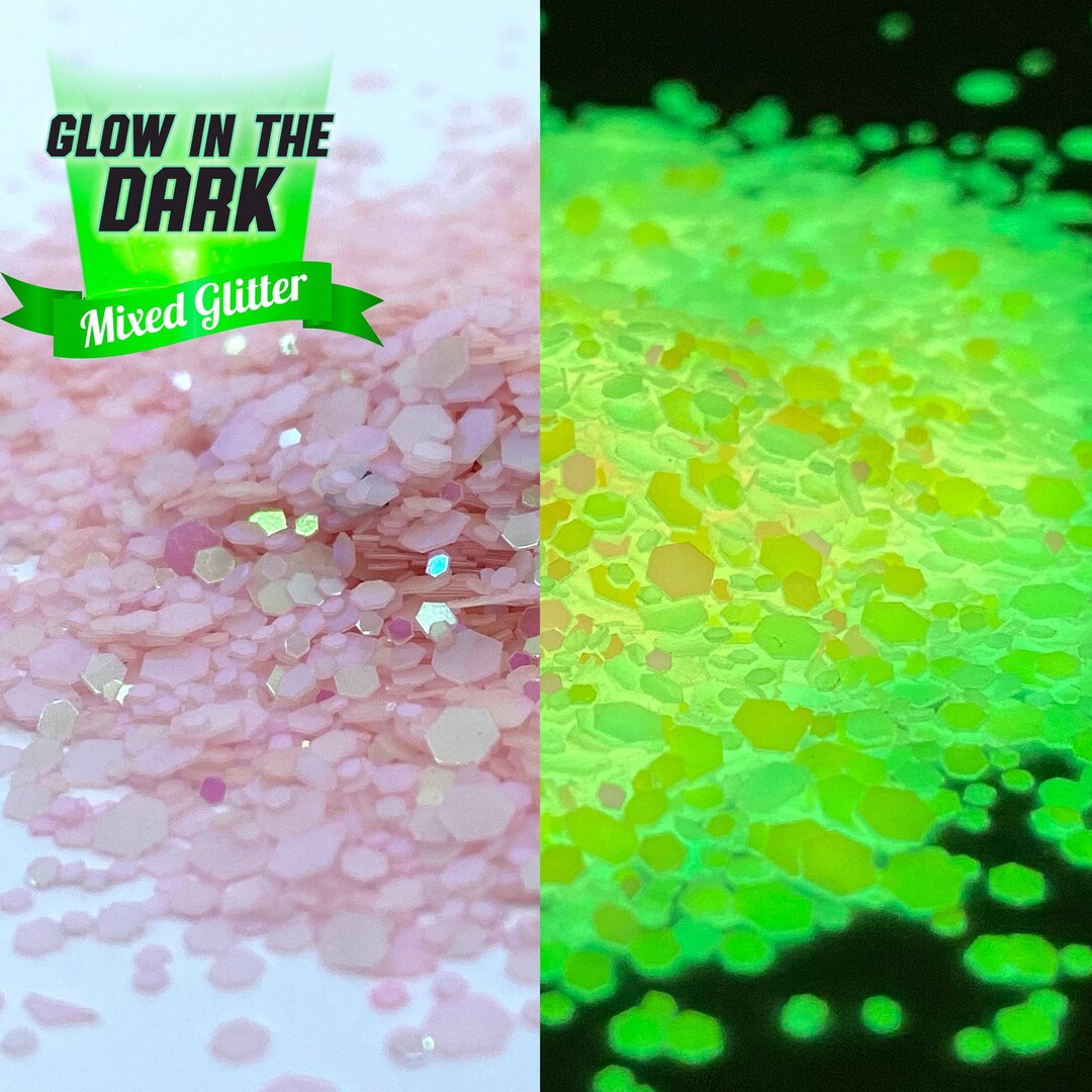 Glow in the Dark Pink Mixed Glitter, Solvent Resistant, Loose Glitter ...