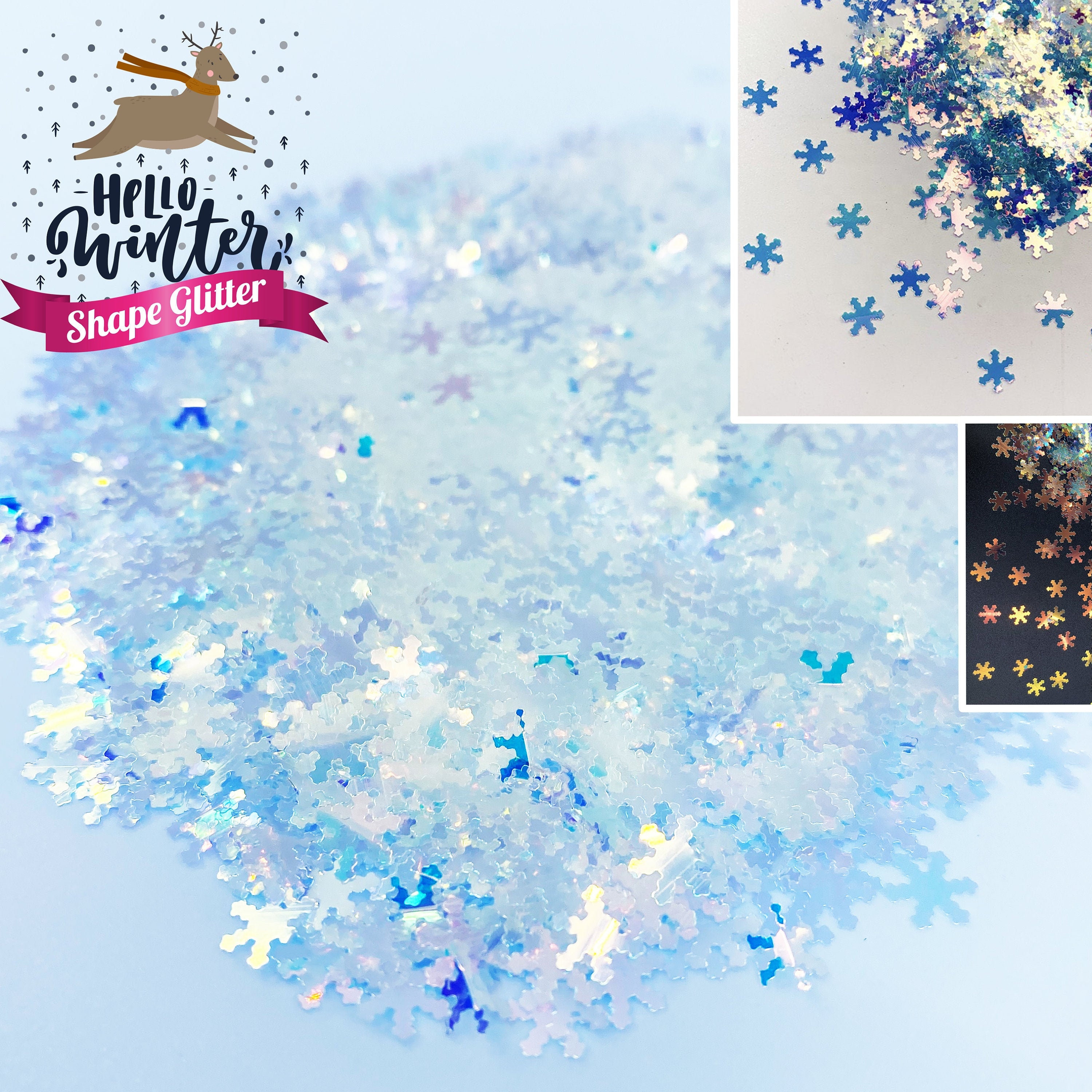 Iridescent Snowflake Shaped Glitter Solvent Resistant | Etsy