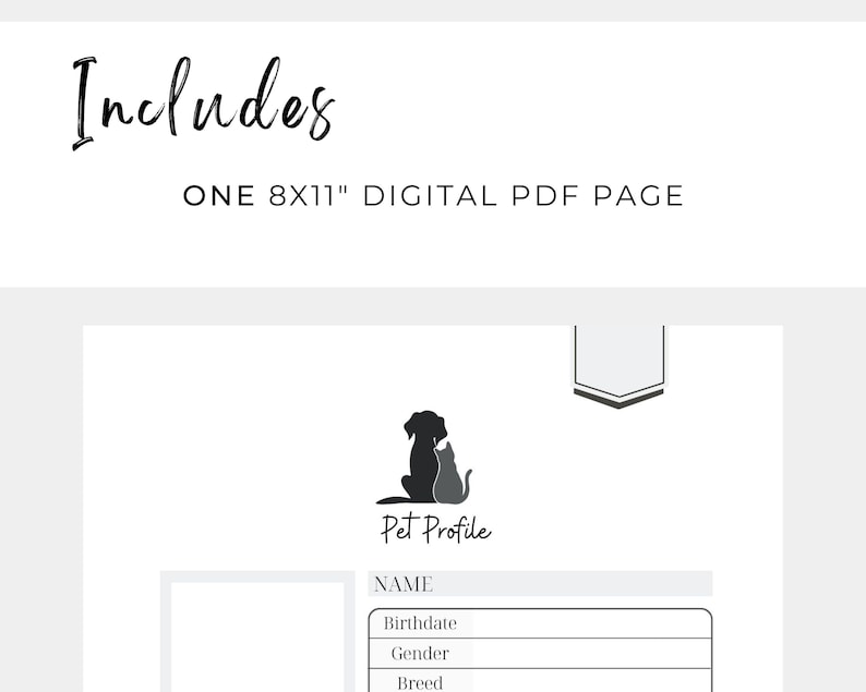 Pet Profile Information Planner Page | Build Your Own Collection | PDF ...