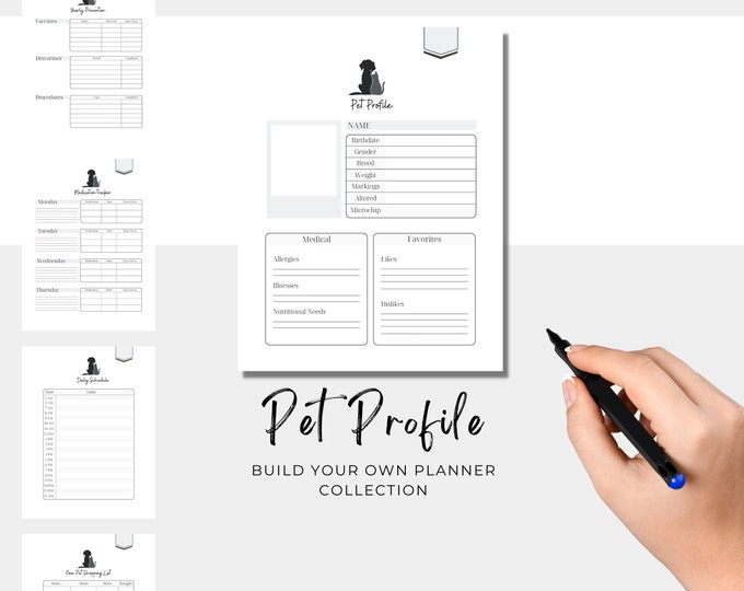 Pet Profile Printable for Pet Owners & Businesses, Dog Info File Insert ...