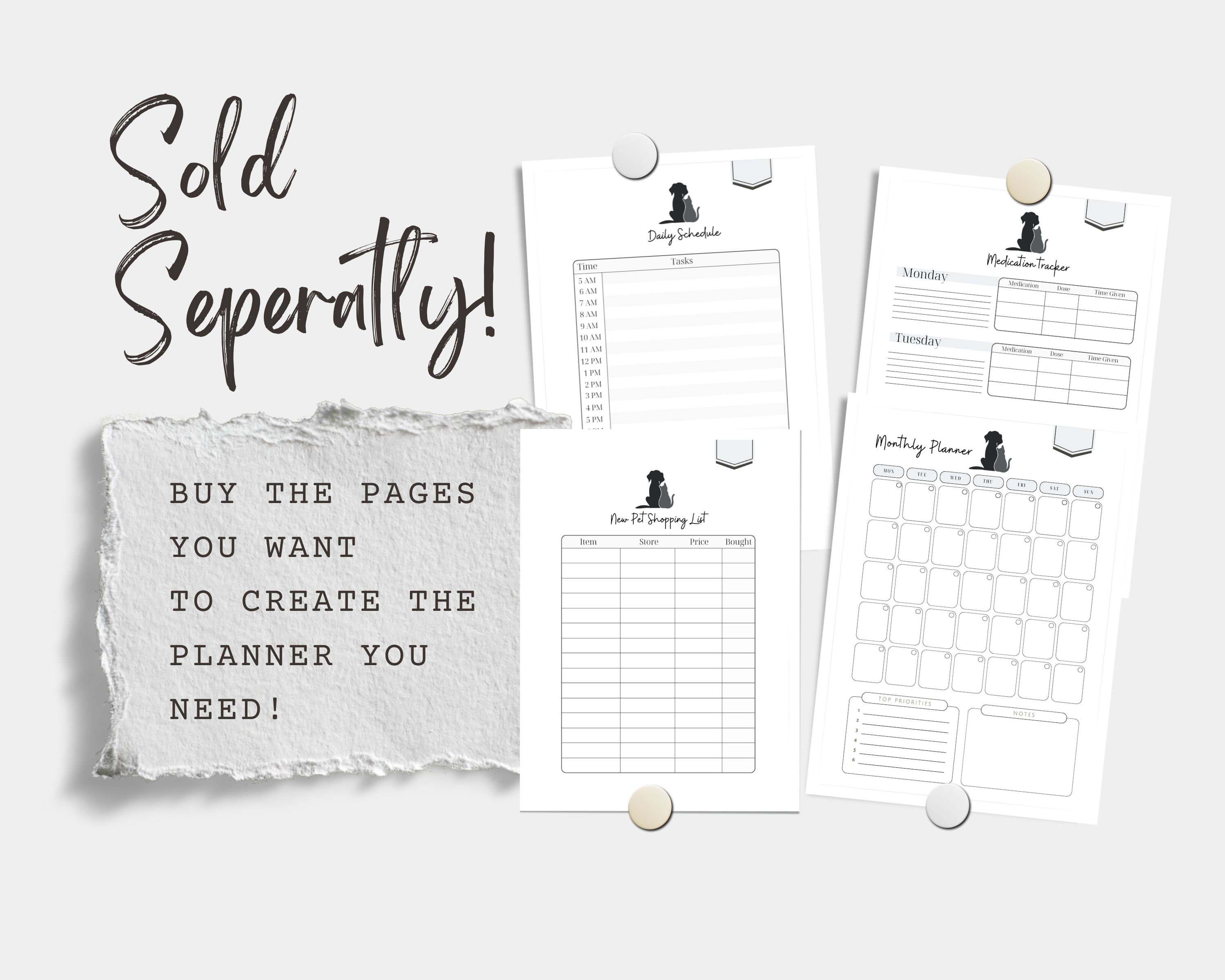 Pet Daily Schedule Planner Page | Build Your Own Collection | PDF (for ...