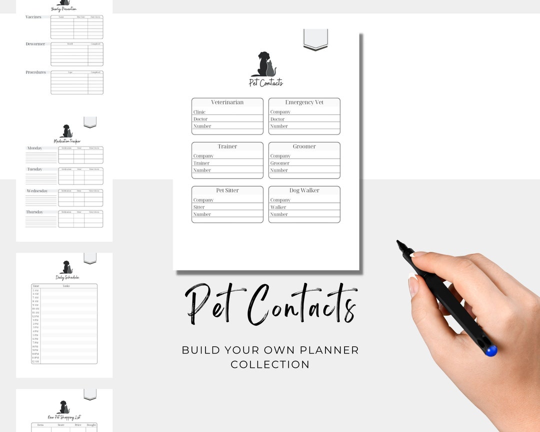 Pet Contacts Planner Page | Build Your Own Collection | PDF (for Dog ...