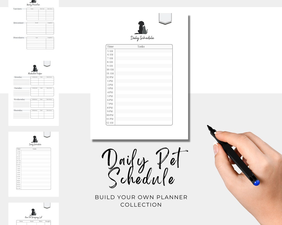 Pet Daily Schedule Planner Page | Build Your Own Collection | PDF (for ...