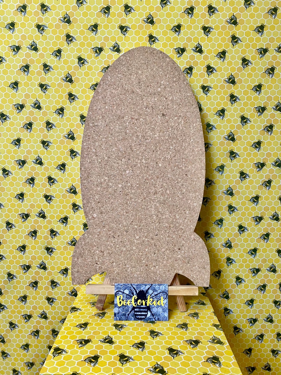 READY ROCKET Shaped Cork Board Large Grain Themed Pin Badge Trading ...