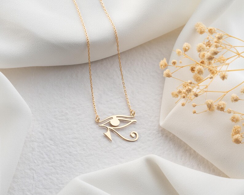 Eye of Horus Gold Necklace, Ancient Egyptian Jewelry, Symbolic Pendant ...