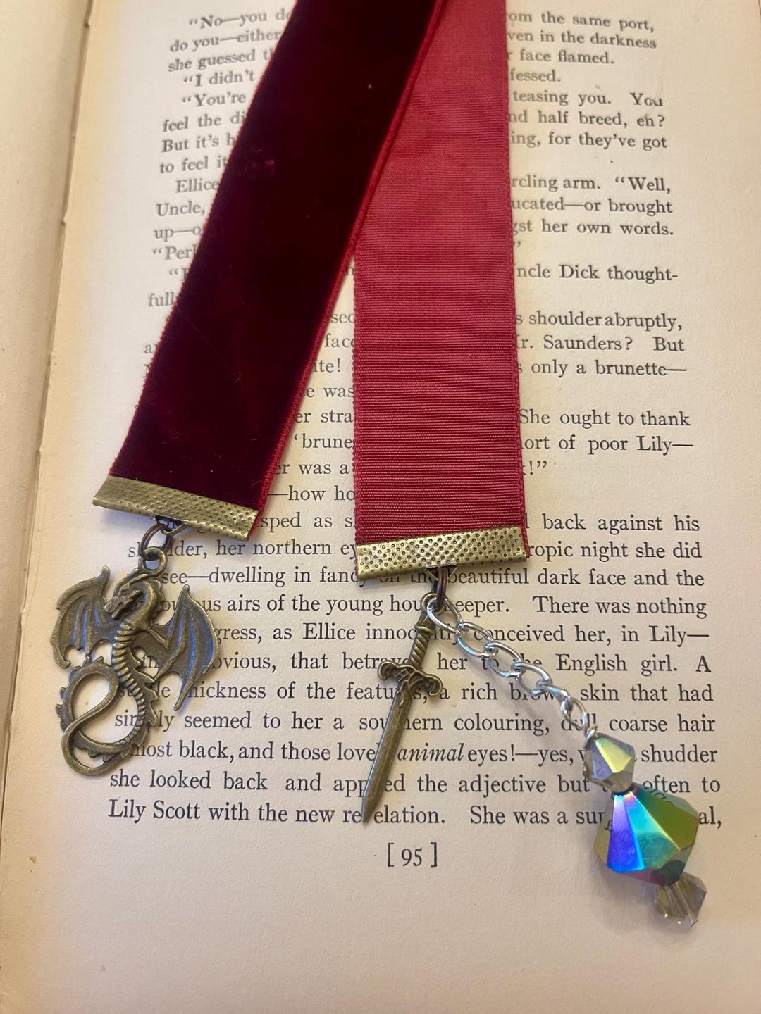 Dragon Velvet Bookmarks, Dragon and Dagger, One Inch Velvet, Fantasy ...