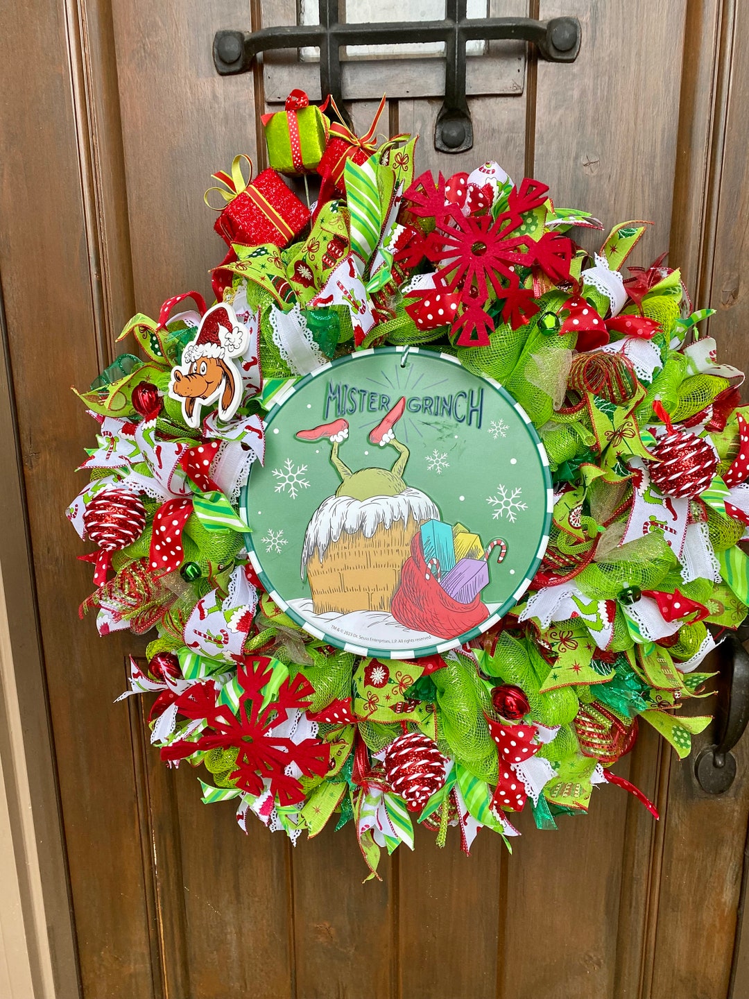 Grinch Front Door Wreath Christmas Wreath Mister Grinch - Etsy