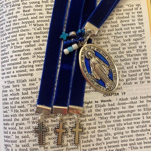 Virgin Mary Bookmark: Blue Velvet Ribbon Bible Missal Marker - Etsy