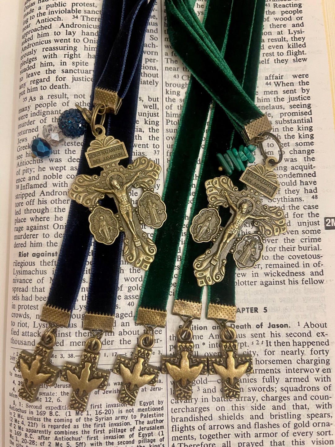 Catholic Crucifix Velvet Ribbon Bookmark: St Benedict Medal, Miraculous ...