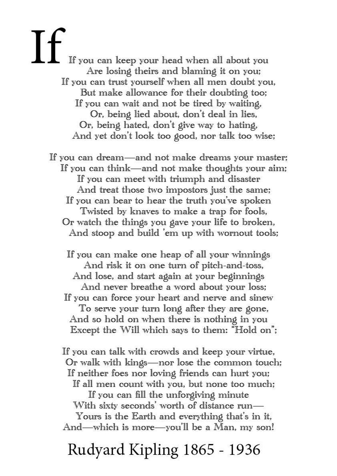 If by Rudyard Kipling Poem - Etsy UK