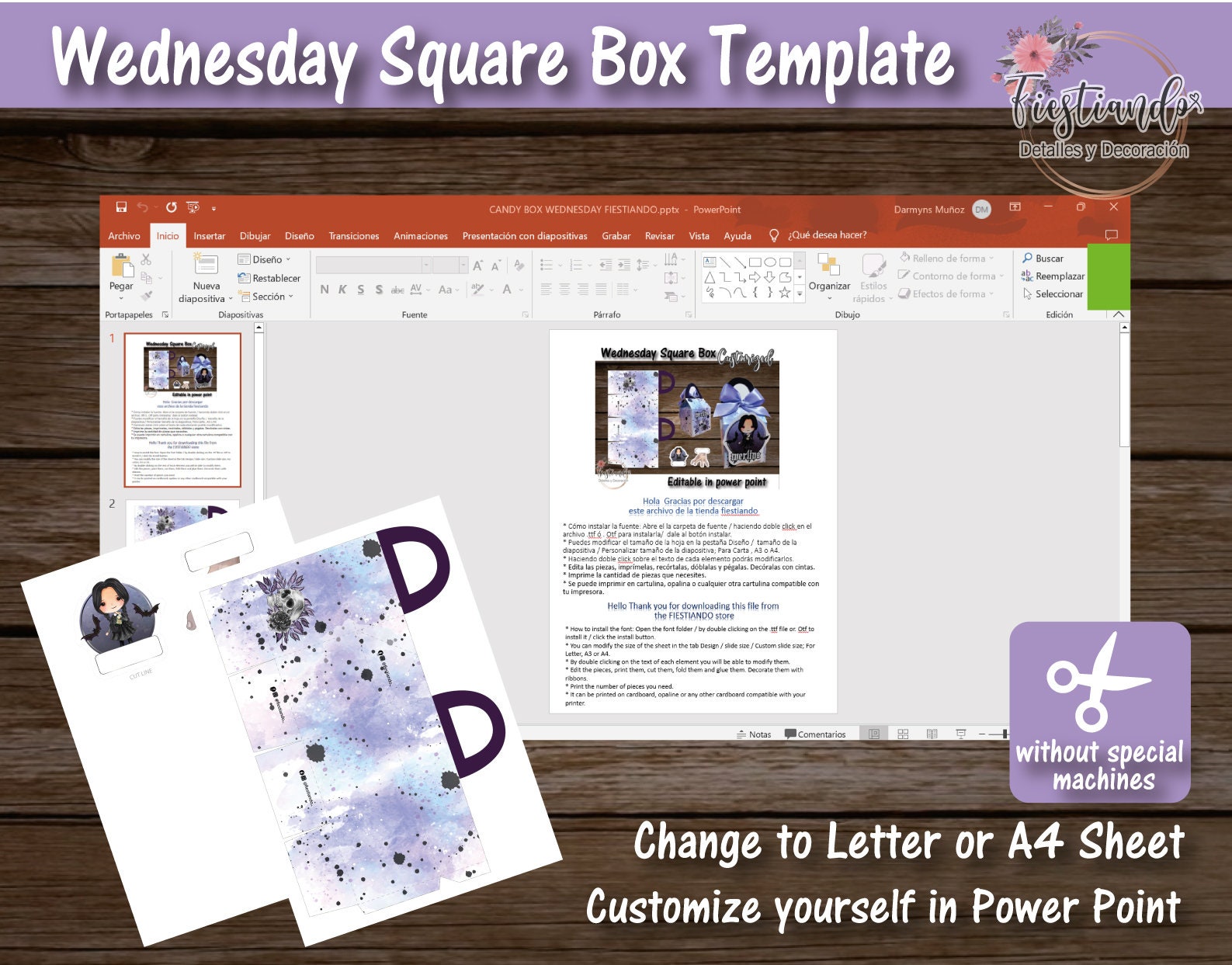WEDNESDAY SQUARE Party Box Template /candy Box / Merlina - Etsy