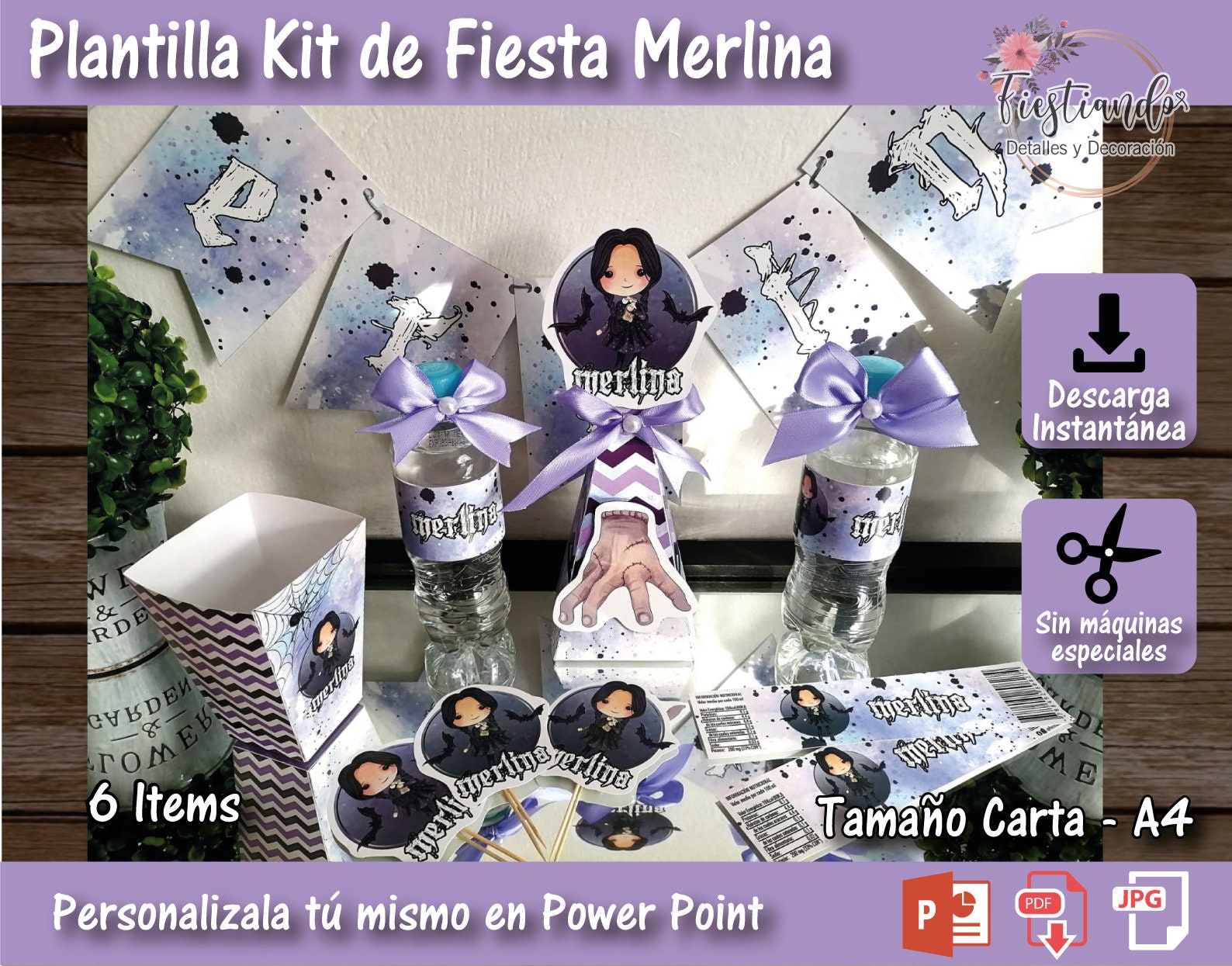 WEDNESDAY PARTY KIT Template / Merlina Birthday Decoration /digital ...