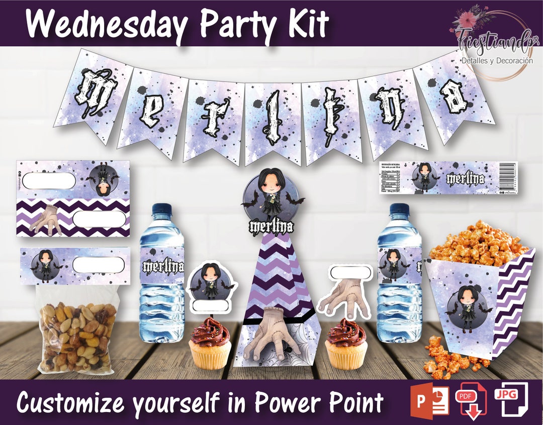 WEDNESDAY PARTY KIT Template / Merlina Birthday Decoration /digital ...