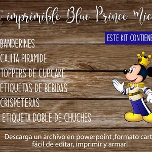 Blue Prince Mickey Mouse Custom Printable Party Kitblue - Etsy