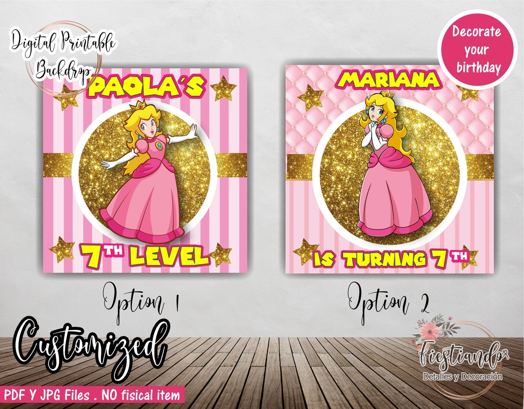 PRINCESS PEACH Backdrop /banner for Birthday /decorative Fabric / Wall ...