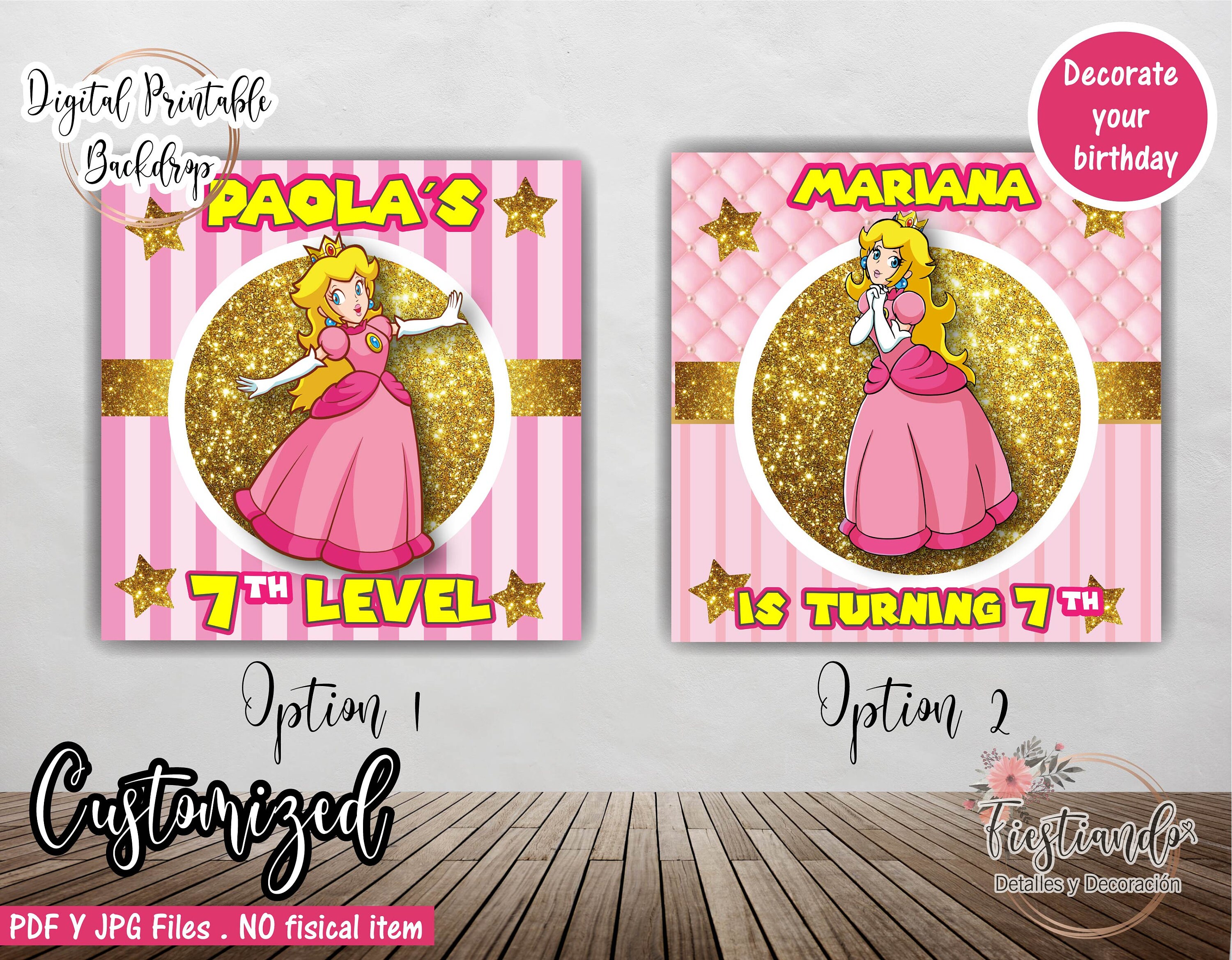 PRINCESS PEACH Backdrop /Banner for birthday /Decorative fabric / Wall ...