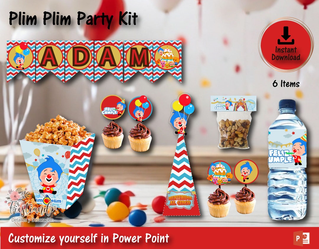 CLOWN PLIM PLIM Party Kit / Birthday Decoration /Customized Digital ...