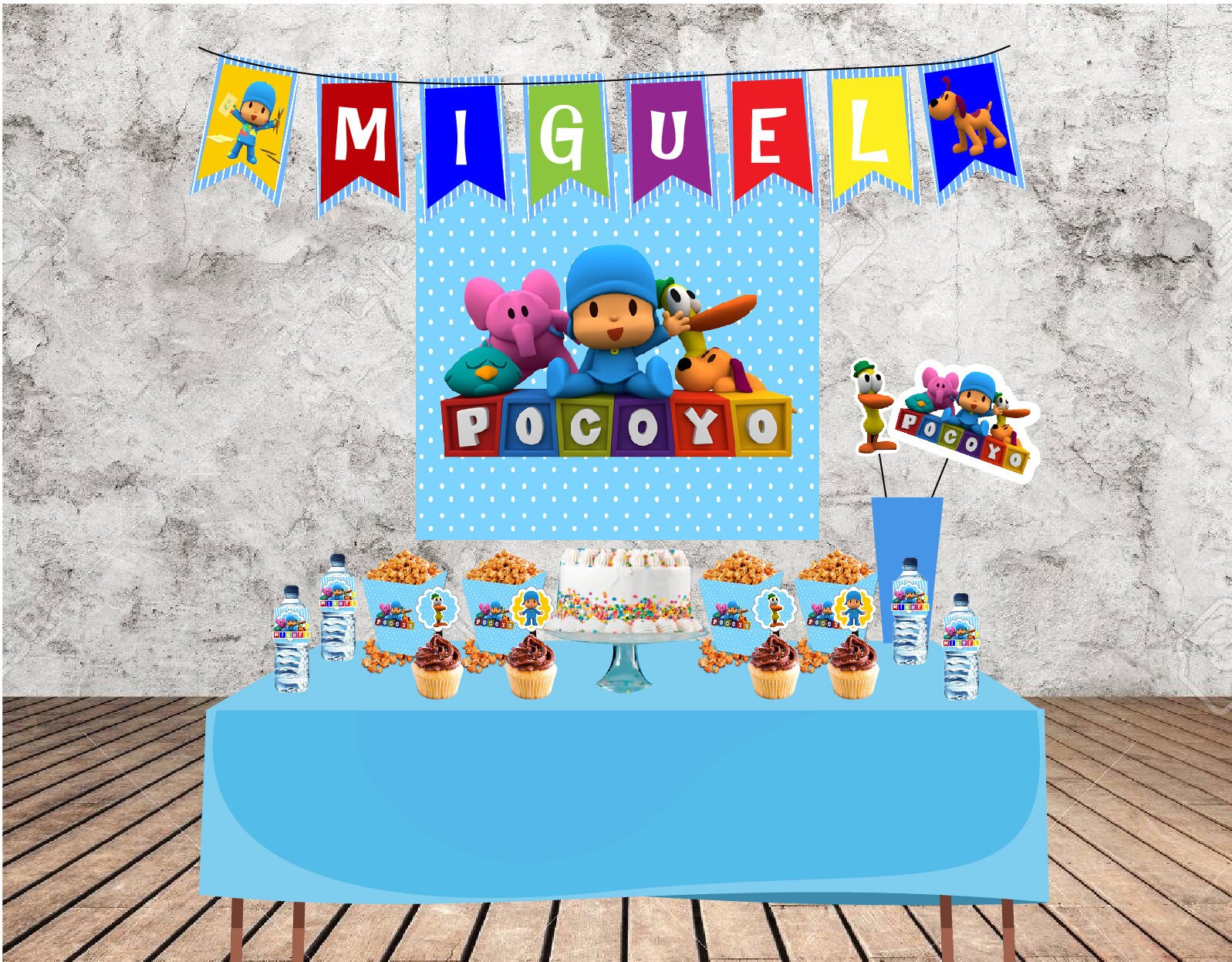 Pocoyo Editable Printable Kit Home Party [background Banners Toppers ...