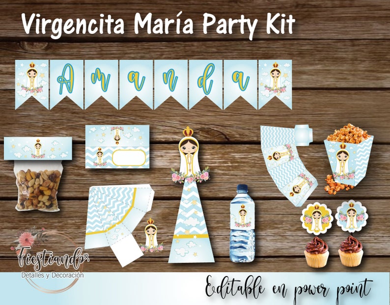 Virgin Mary Personalized Printable Party Kit, First Communion or ...