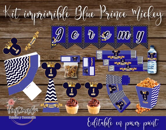 Blue Prince Mickey Mouse Custom Printable Party Kitblue - Etsy