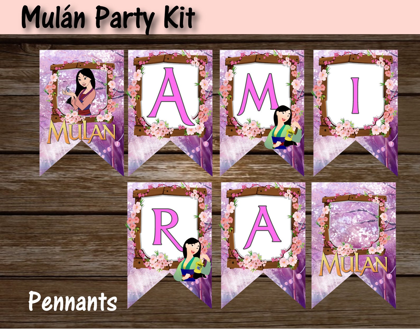 Mulan Party Kit Printable Personalized Mulan Birthday Party - Etsy
