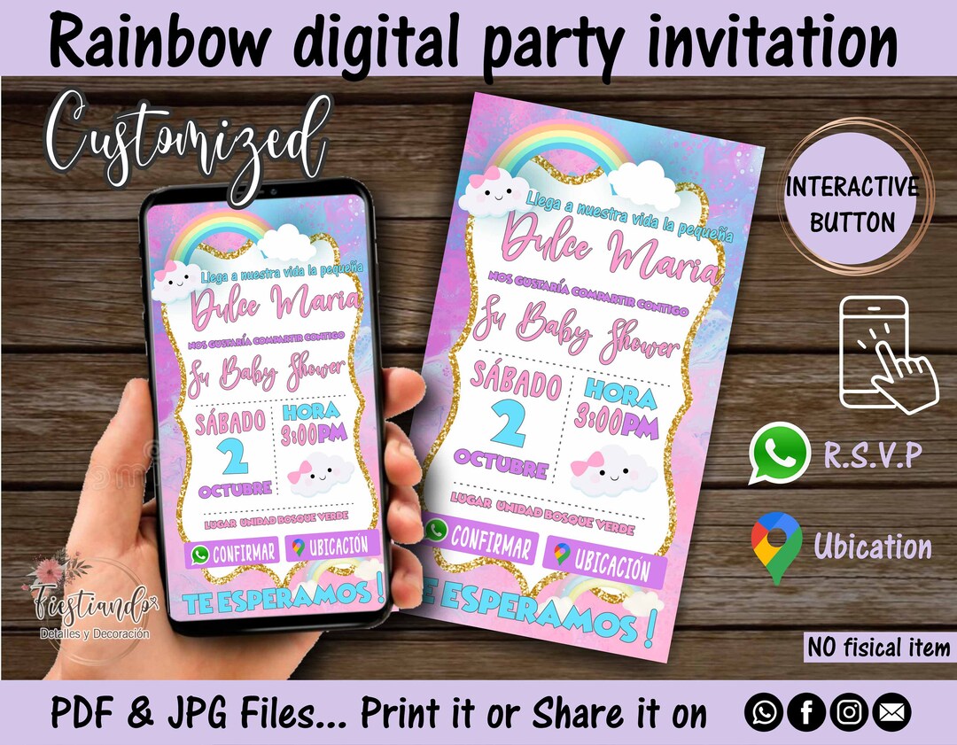 RAINBOW > Digital Interactive Birthday Invitation / Custom Birthday ...